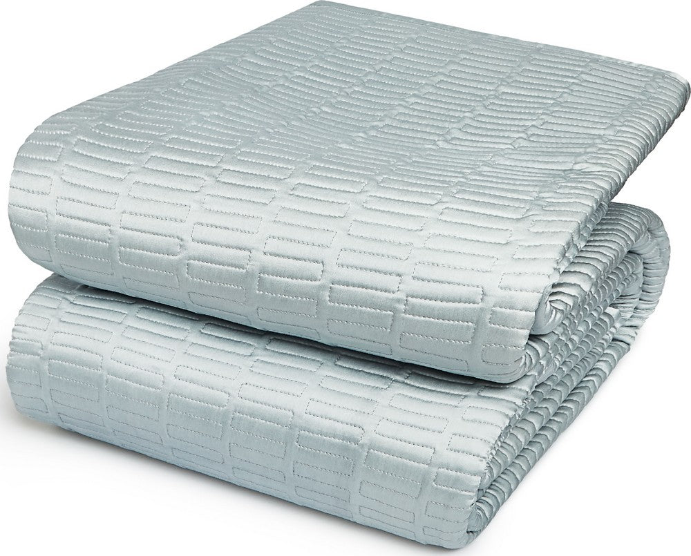 SILK CHARMEUSE QUILT - BRICK DESIGN - LIGHT AQUA BLUE – DSLinens